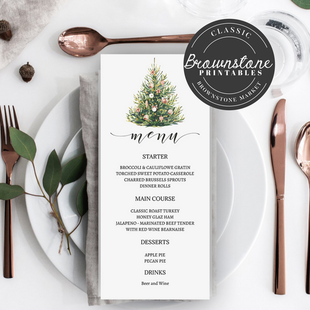 Christmas Home Menu Printable | The Brownstone Market